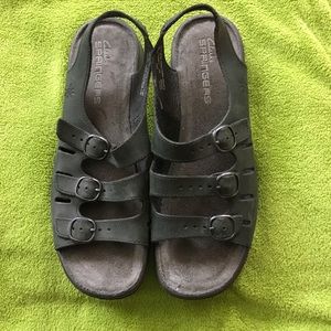 Clarks | Shoes | Clarks Springers Blue Leather Slingback Sandals | Poshmark